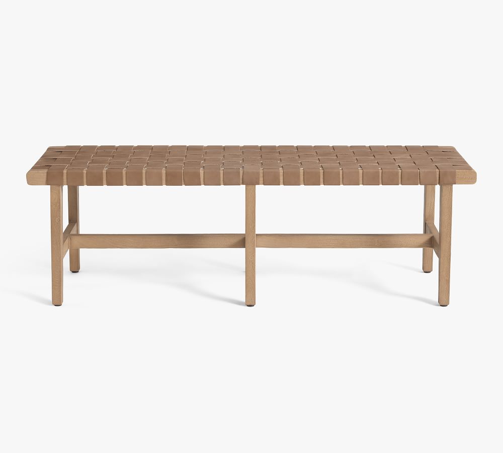 Fenton Woven Leather Bench | Pottery Barn