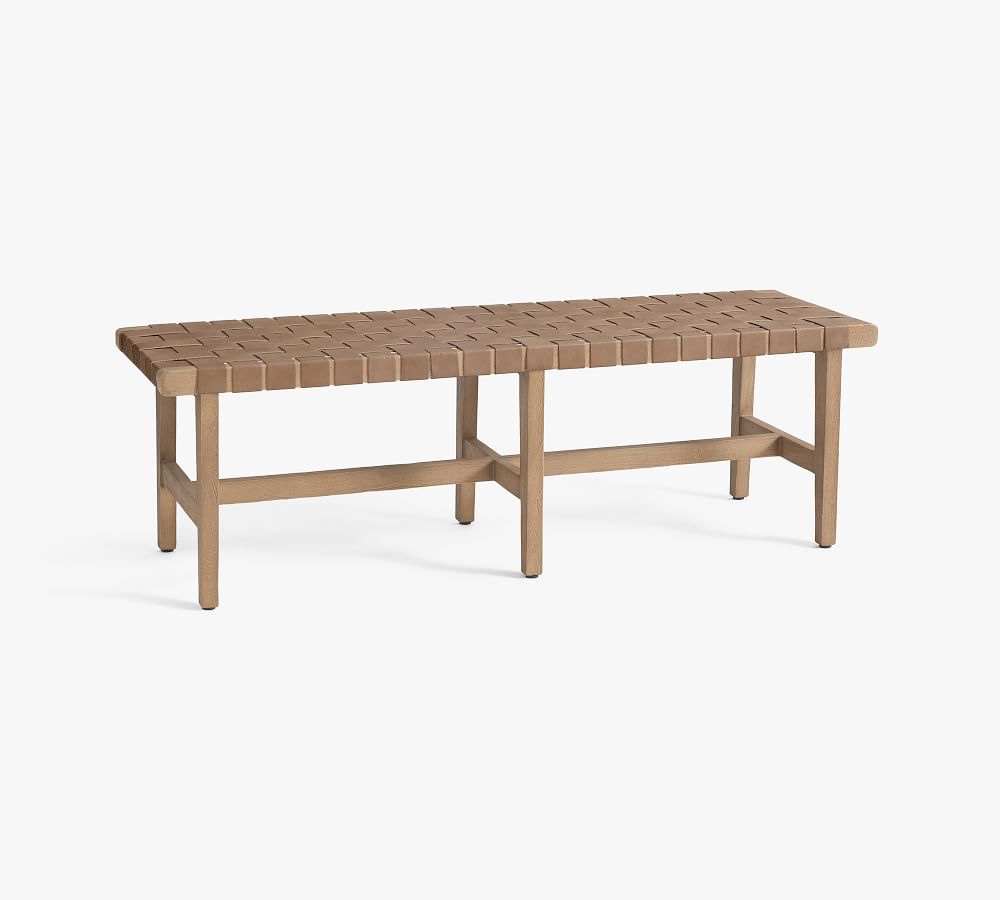 Fenton Woven Leather Bench | Pottery Barn