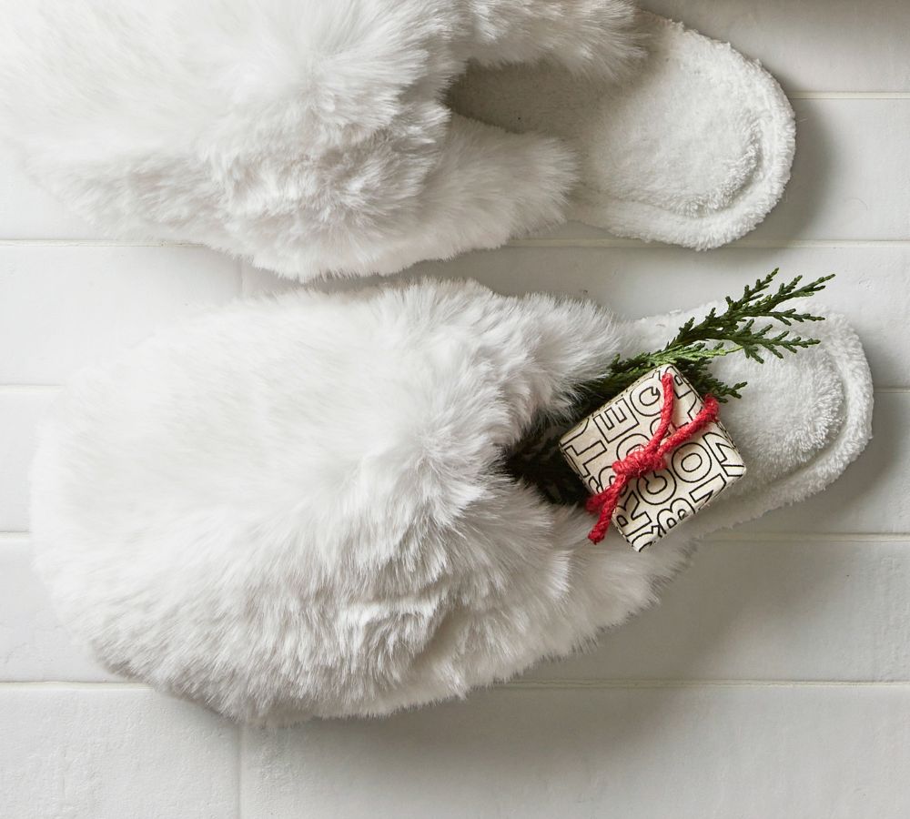 Alpine Faux Fur Slippers | Pottery Barn