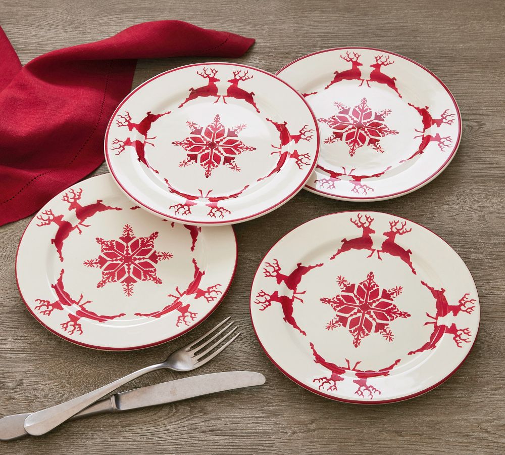 Tahoe Fair Isle Icon Stoneware Salad Plates - Set of 4 | Pottery Barn