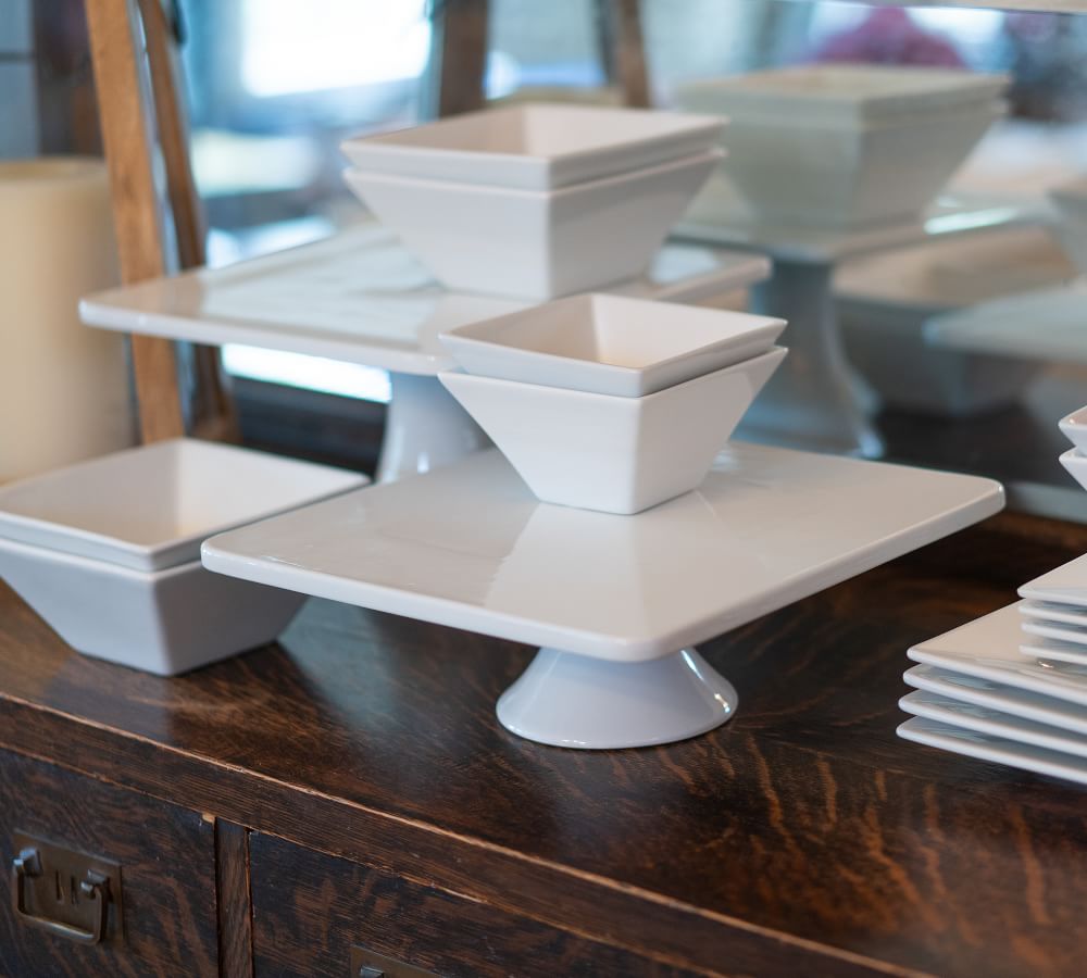 BIA White Porcelain Square Cake Stand | Pottery Barn