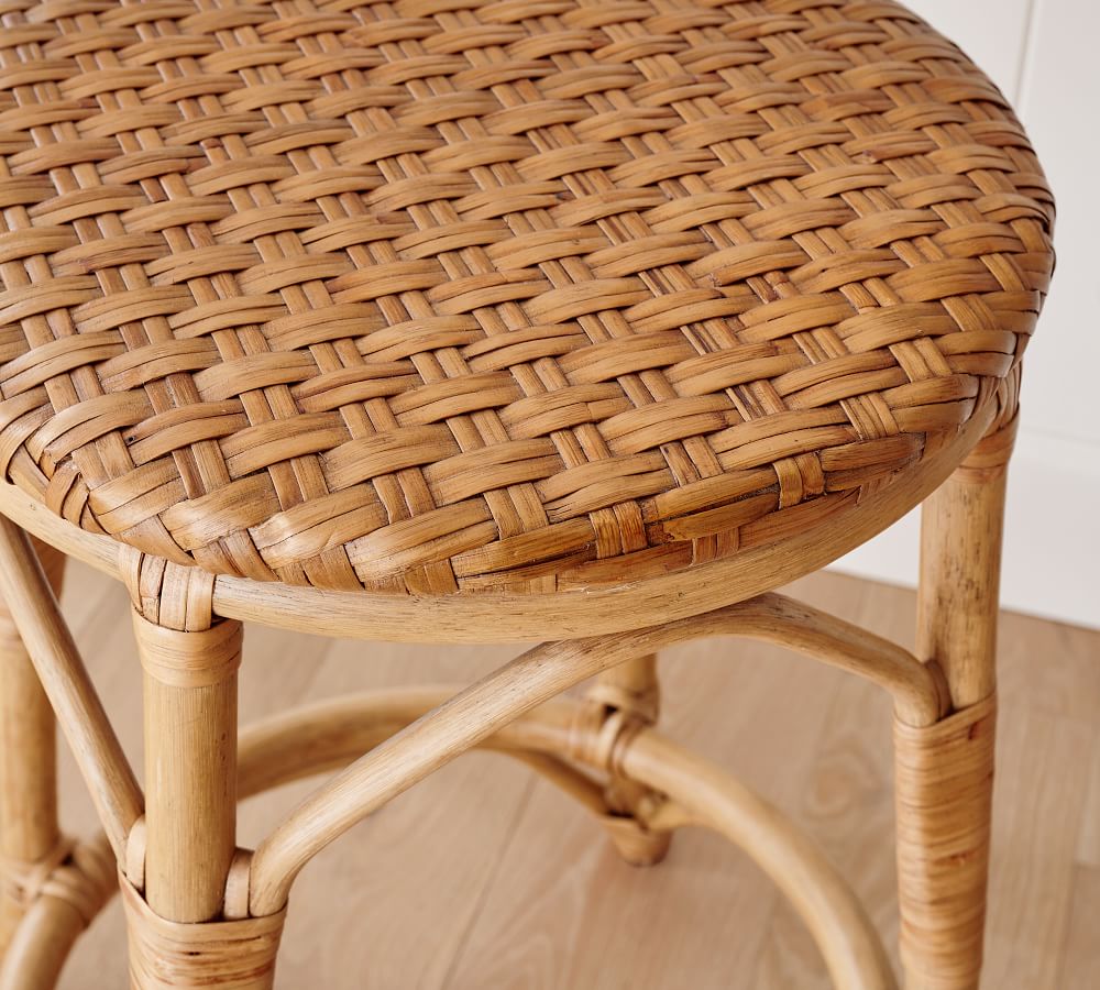 Parisian Woven Backless Bar & Counter Stools | Pottery Barn