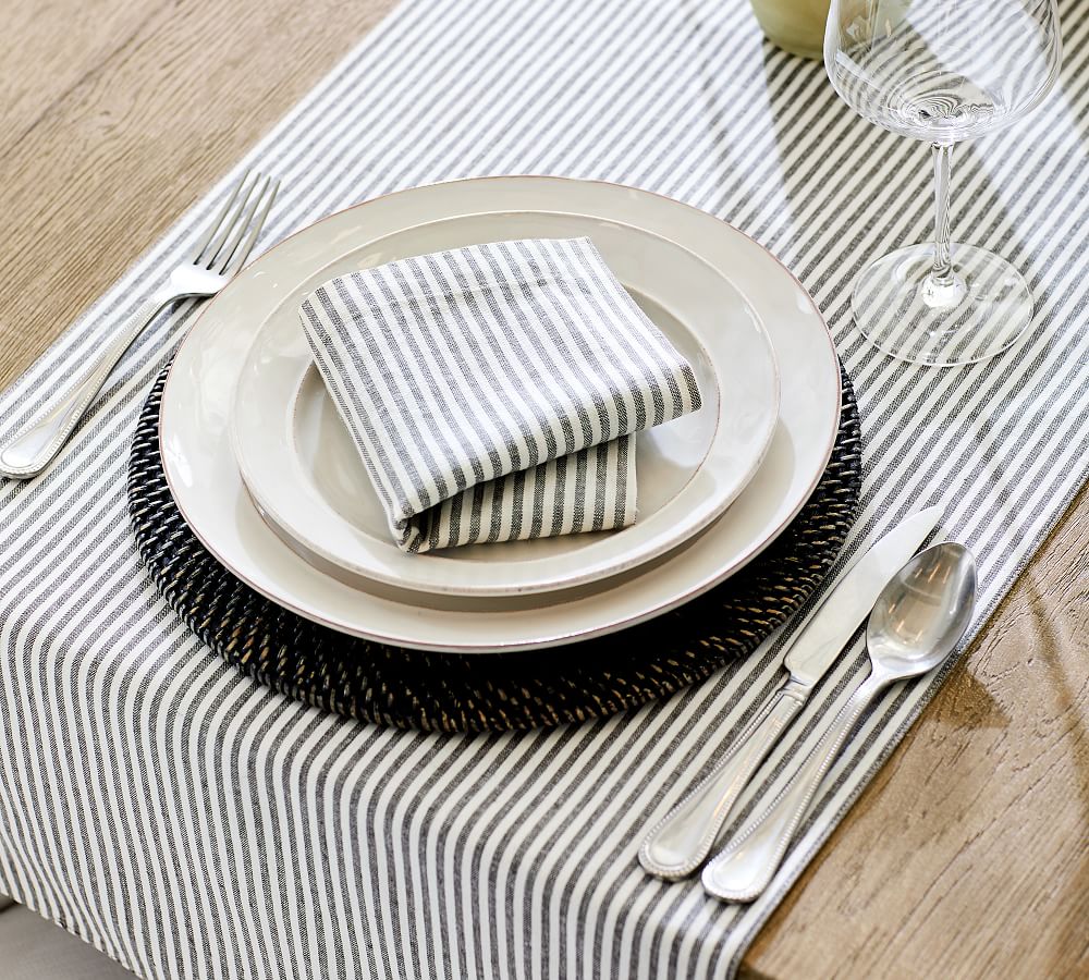 Wheaton Striped Linen/Cotton Table Runner | Pottery Barn