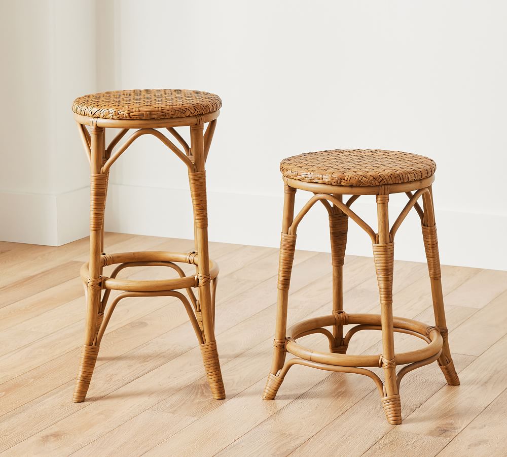 Parisian Woven Backless Bar & Counter Stools | Pottery Barn