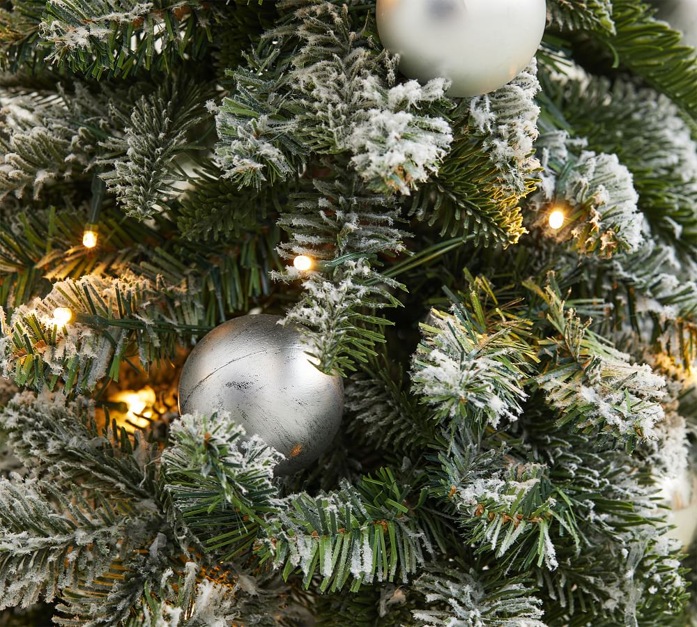 Pre-lit Frosted Pine Christmas Tree With Ornaments - 4ft | Pottery Barn