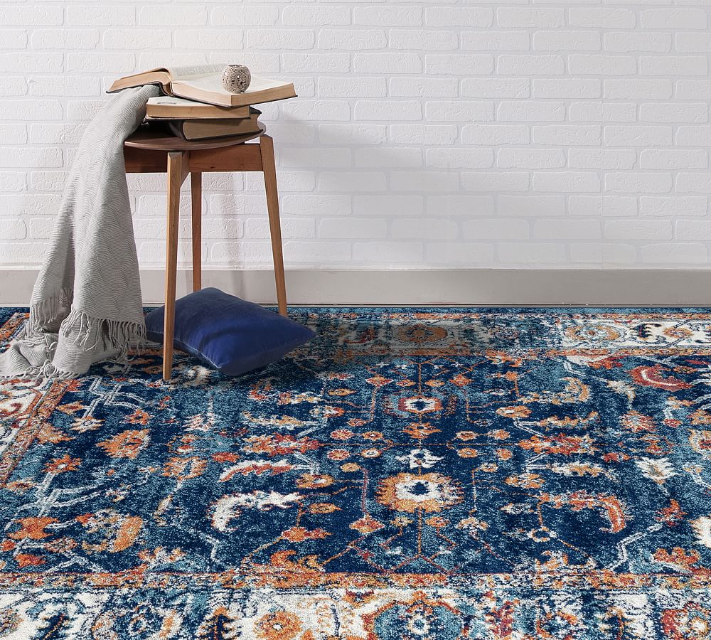 Blue Multi Tiana Synthetic Rug | Patterned Rugs | Pottery Barn