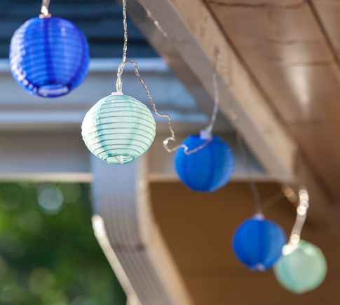 Handcrafted Deco Globe Solar Indoor/Outdoor Lantern - 12"W | Pottery Barn