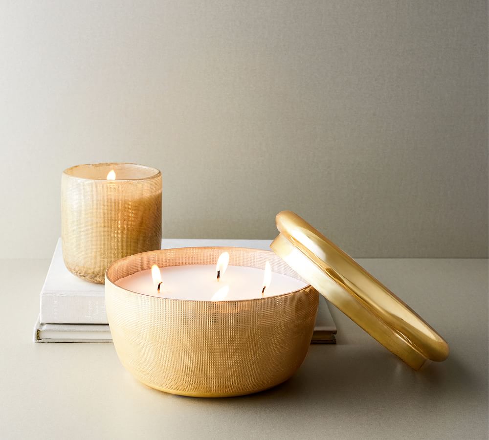 Textured Modern Glass Candles | Pottery Barn
