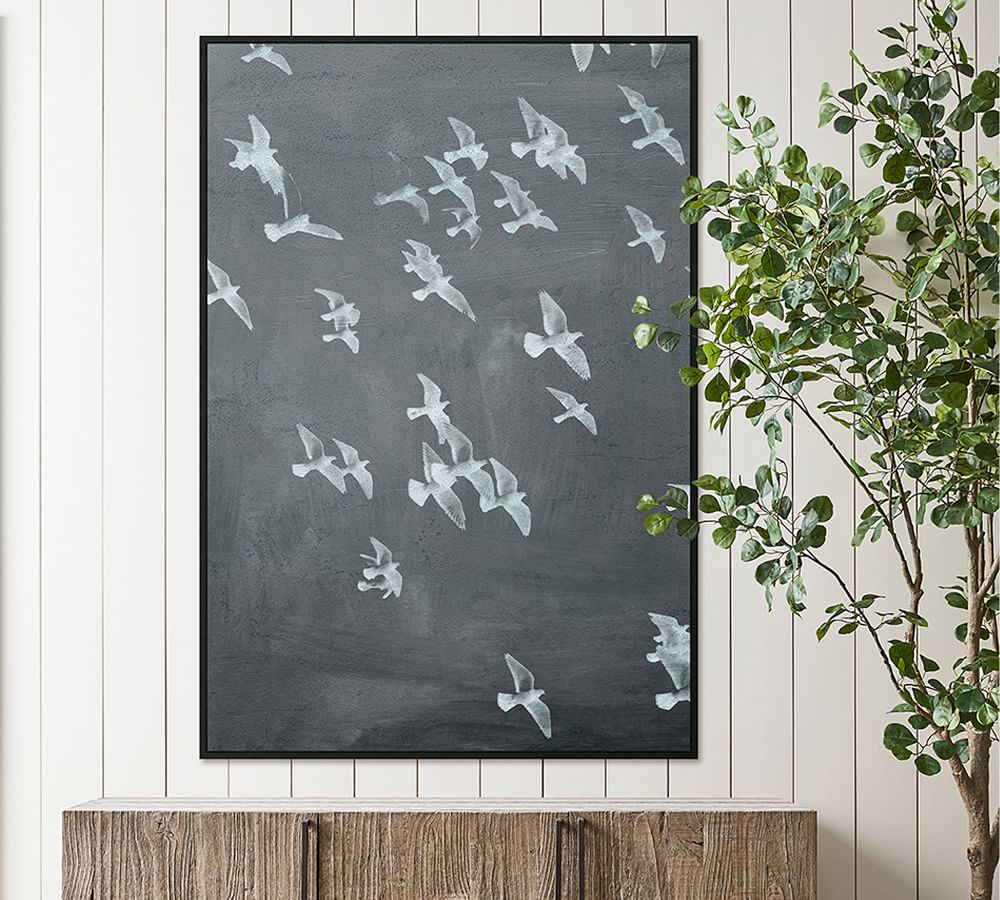 Graphite Flock Framed Wall Art Prints | Pottery Barn