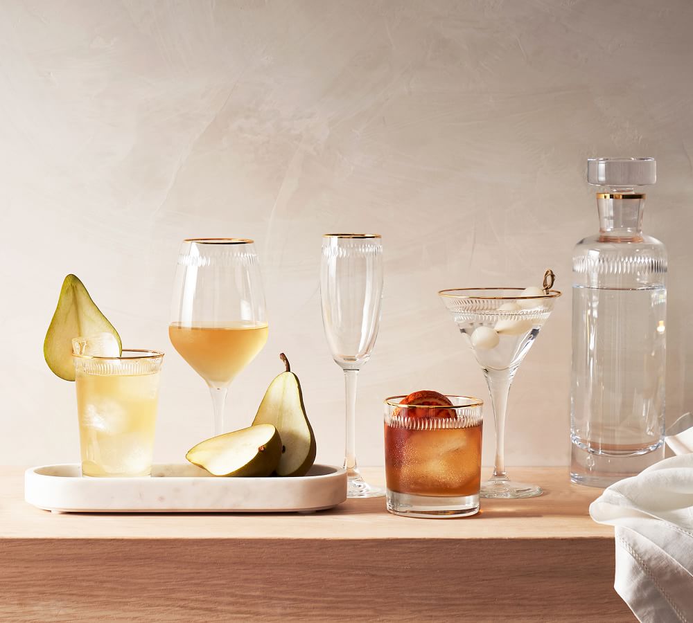 Etched Gold Rim Glassware Collection | Pottery Barn