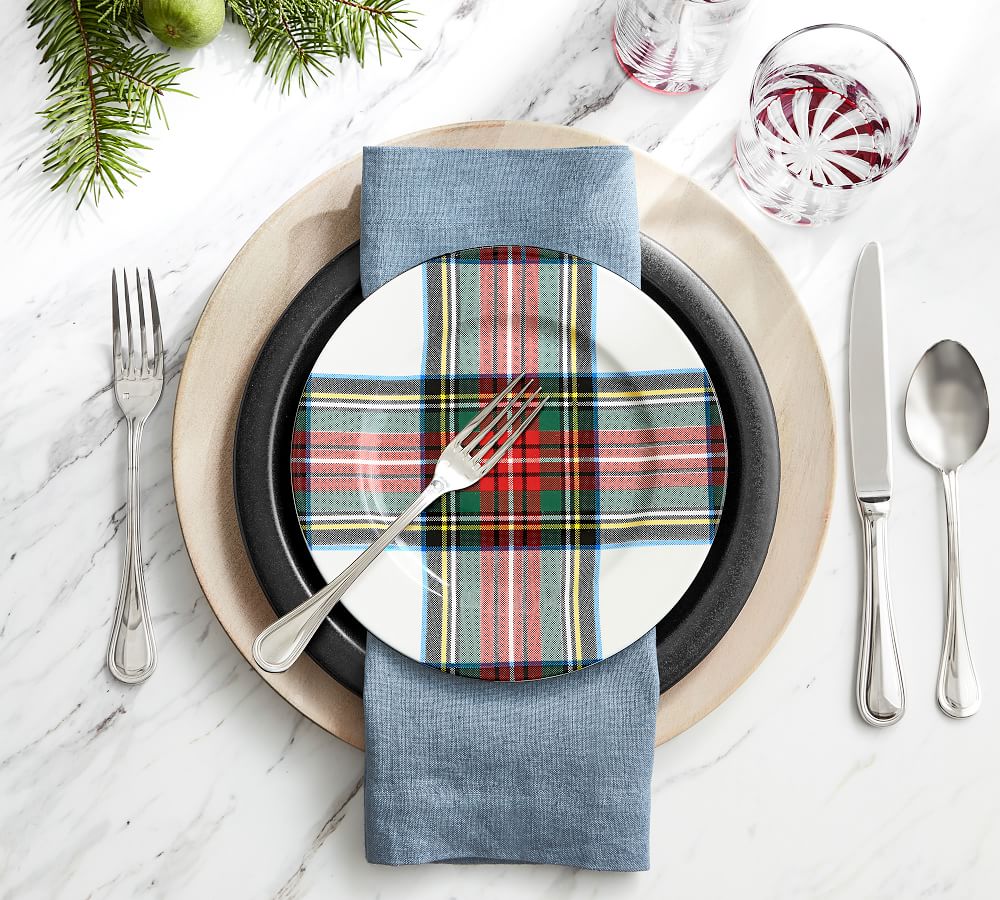 Stewart Plaid Stoneware Salad Plates - Set of 4 | Pottery Barn