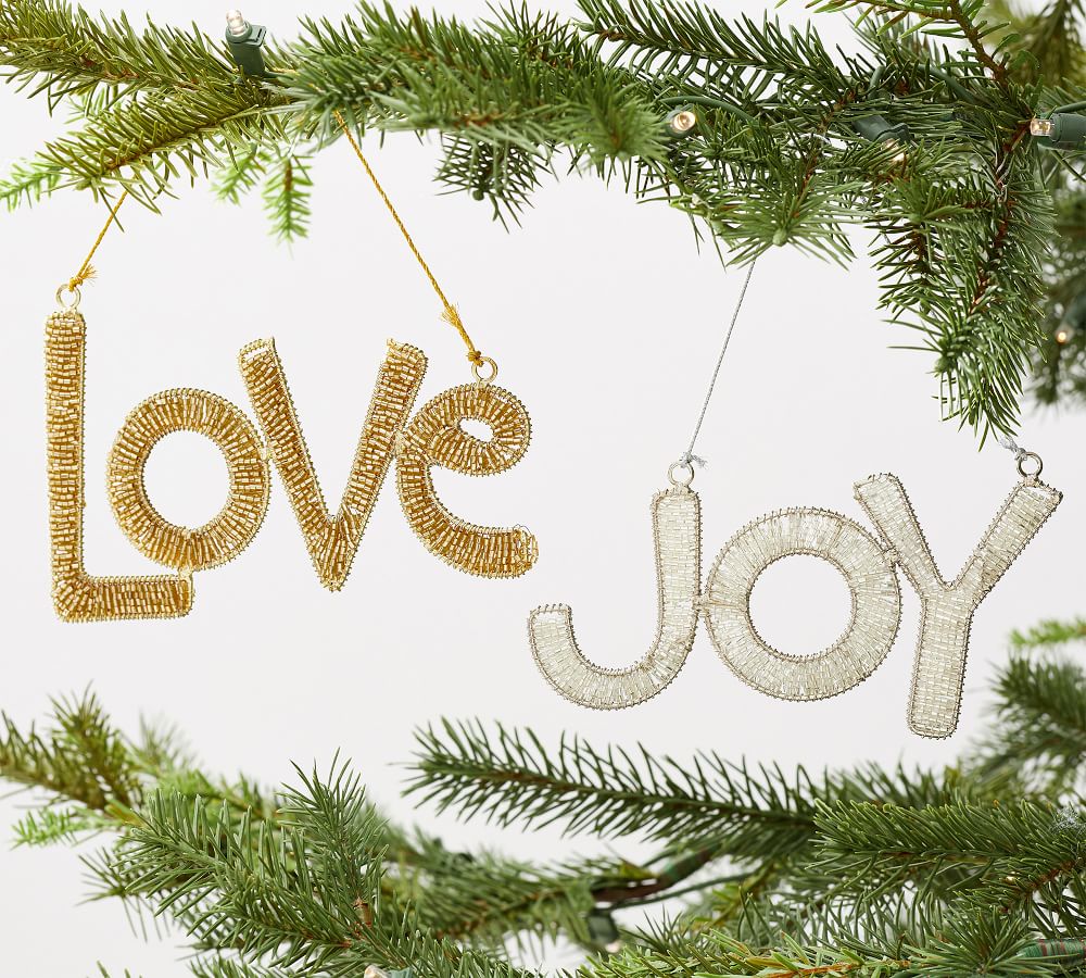 Beaded Love & Joy Ornaments | Pottery Barn