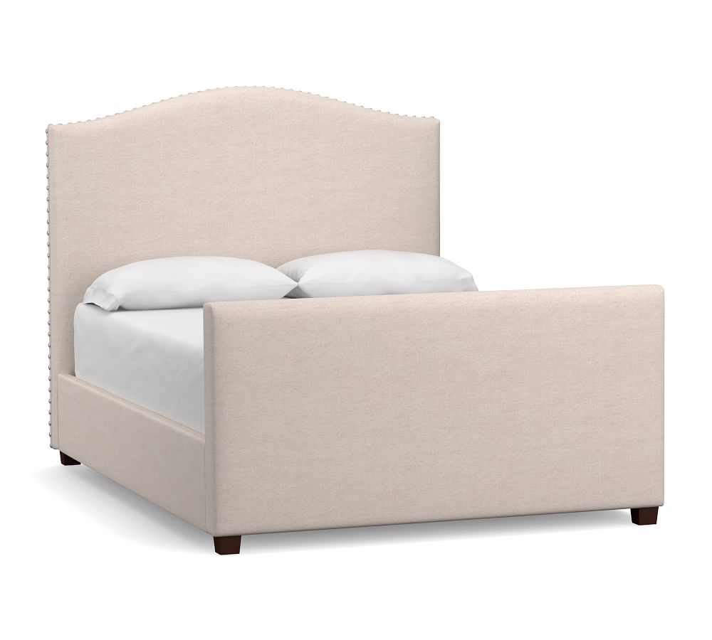 Raleigh Curved Upholstered Tall Bed With Footboard | Pottery Barn