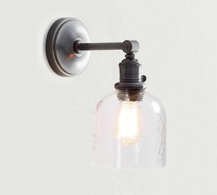 Straight Arm Textured Glass Sconce | Pottery Barn
