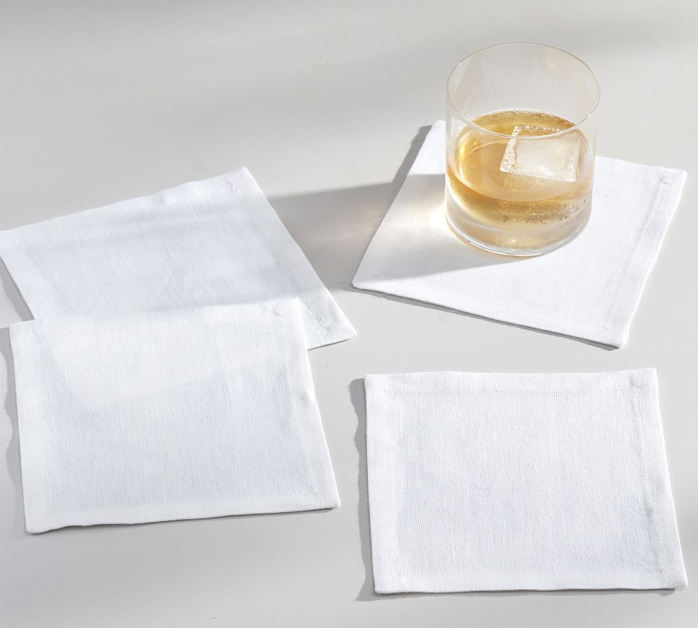 Mason Oversized Linen Coasters, Set of 4 | Pottery Barn