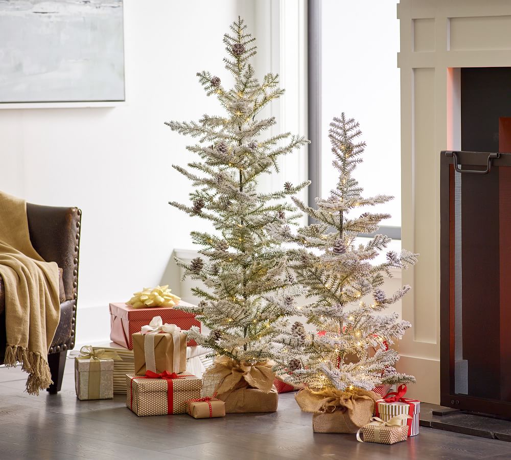 Pre-Lit Faux Snowy Pine Trees | Pottery Barn