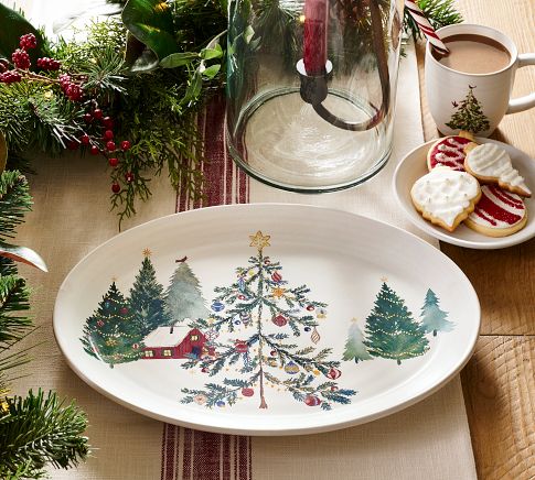 Christmas in the Country Stoneware Mugs - Set of 4 | Pottery Barn