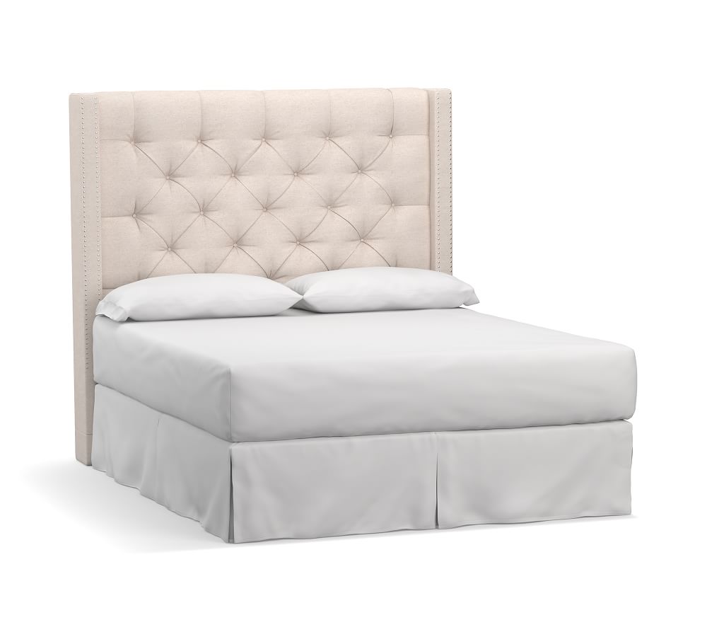 Harper Tufted Upholstered Headboard with Bronze Nailheads, Queen ...