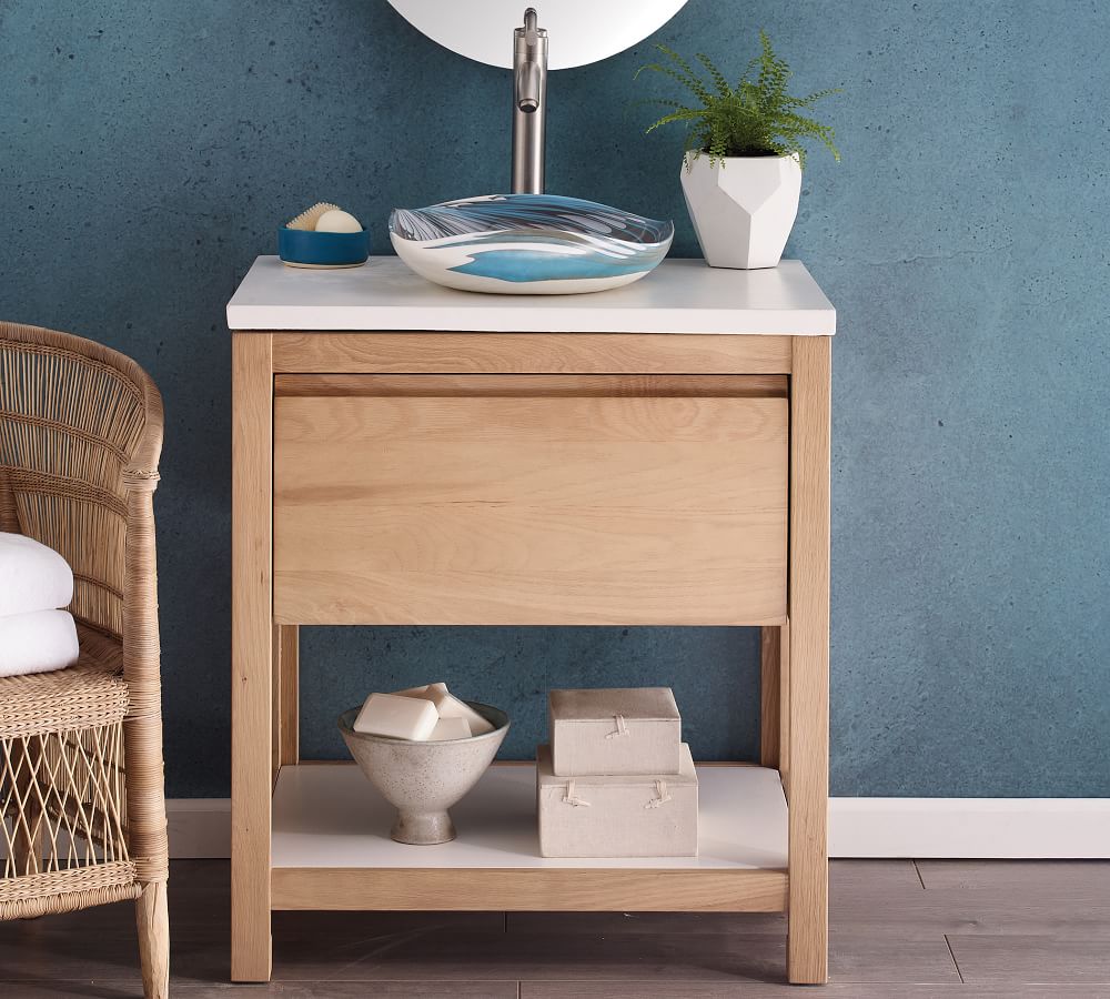 Rilen Sunrise 30” Handcrafted Single Vanity with Glass Sink | Pottery Barn