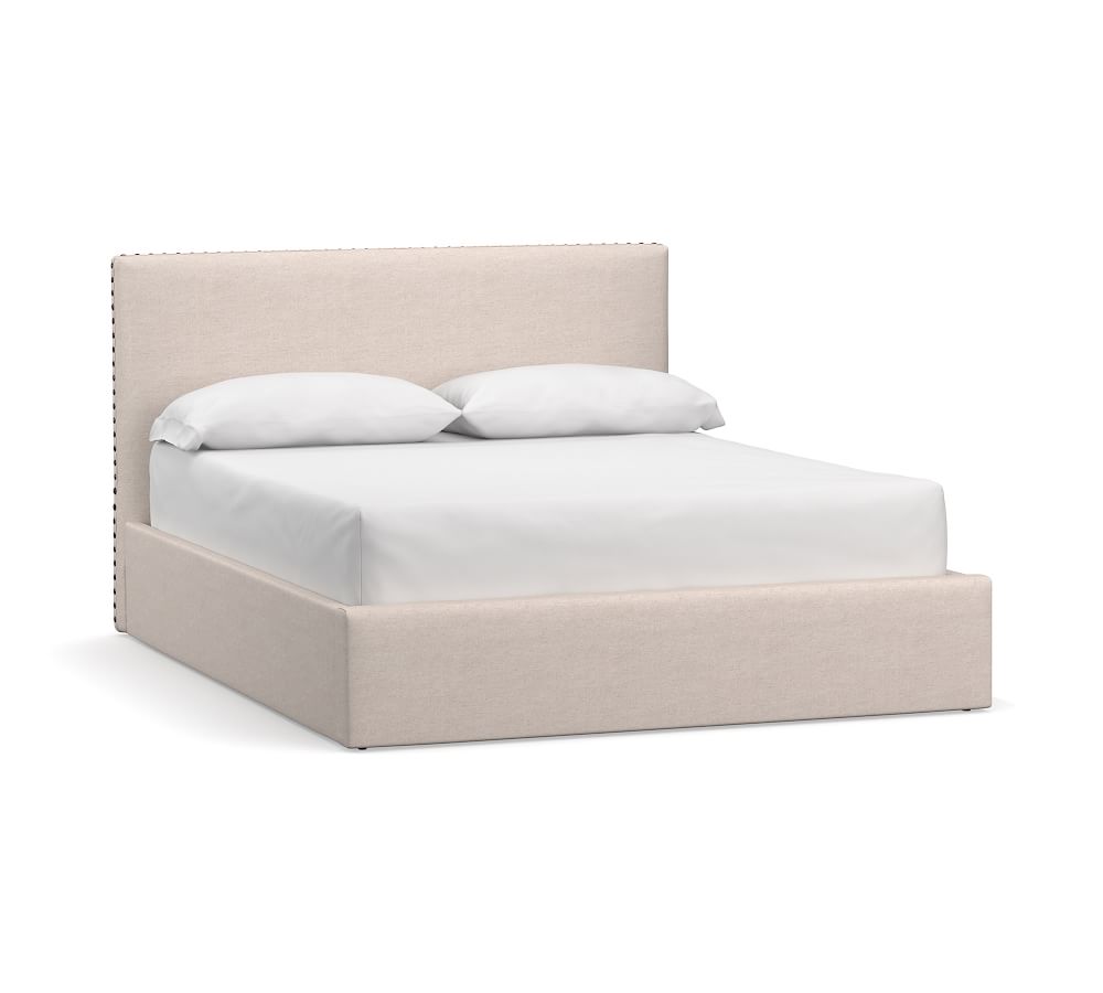 Raleigh Square Upholstered Low Platform Bed | Pottery Barn