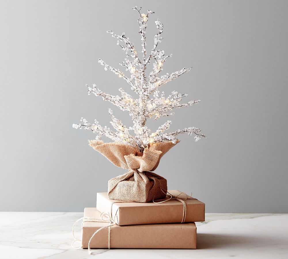 Pre-Lit Snowy Crystal Trees | Pottery Barn