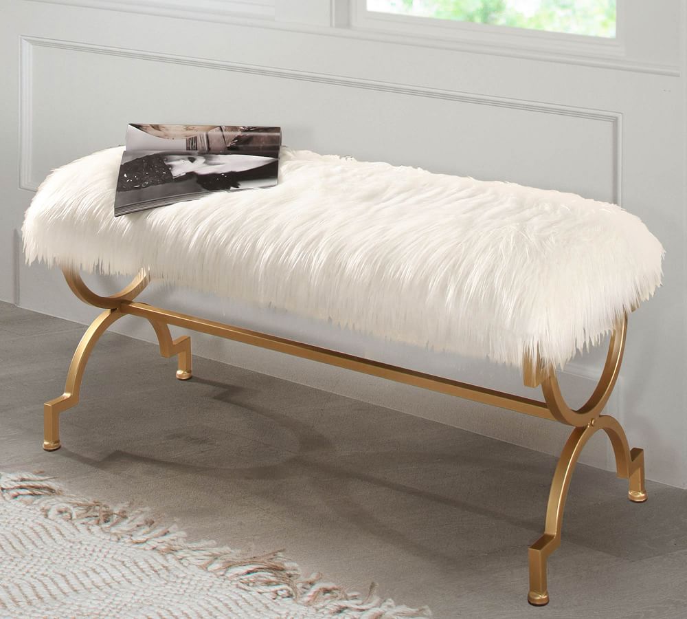 Dana Point Faux Fur Bench | Pottery Barn