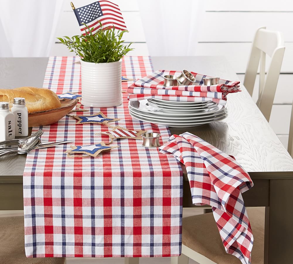 Americana Plaid Cotton Table Runners | Pottery Barn