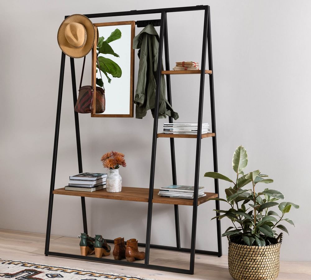 Javon Entryway Hall Tree with Mirror | Pottery Barn