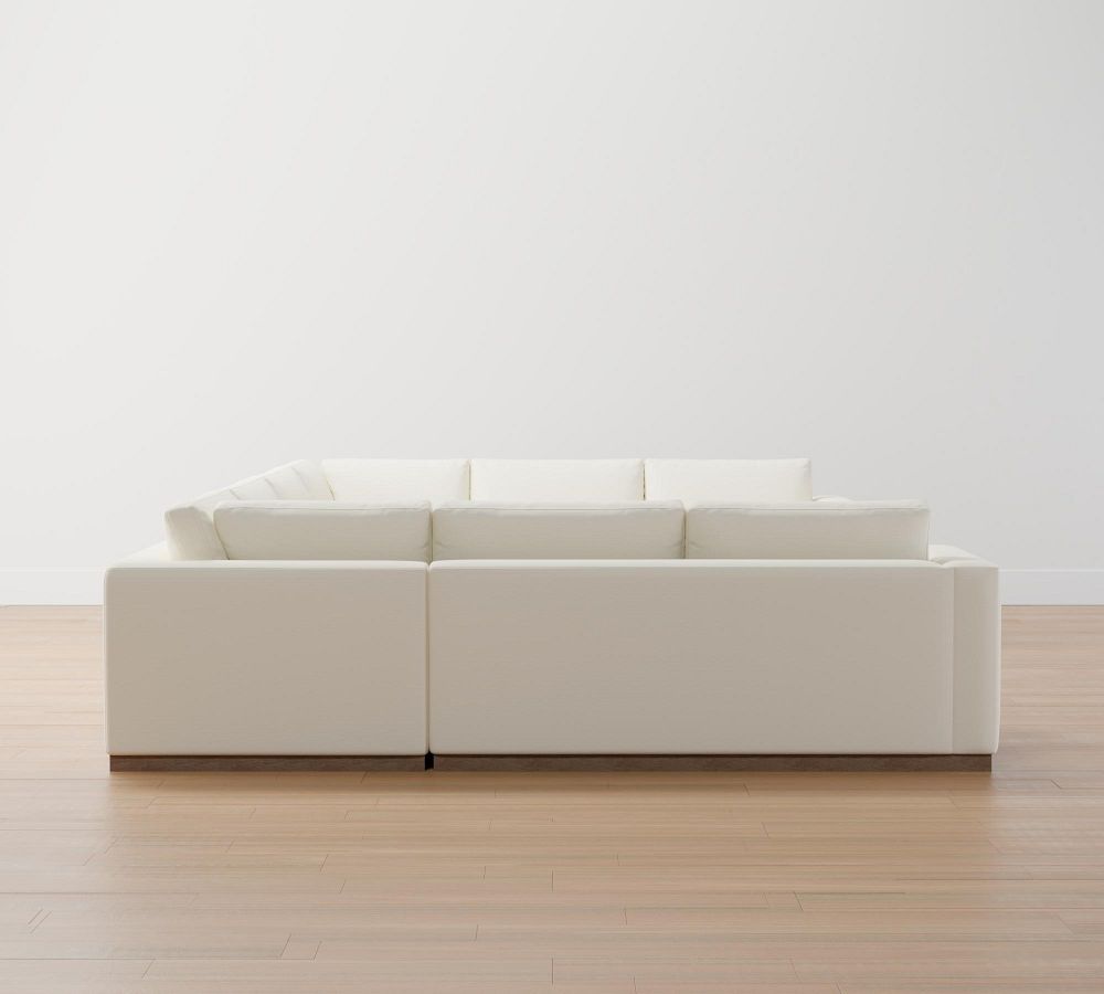 Carmel Recessed Square Arm Upholstered U-Shaped Sectional with Wood ...