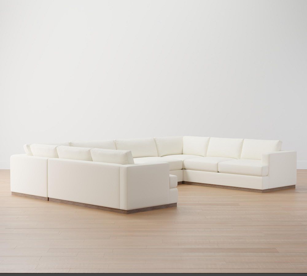 Carmel Recessed Square Arm Upholstered U-Shaped Sectional with Wood ...