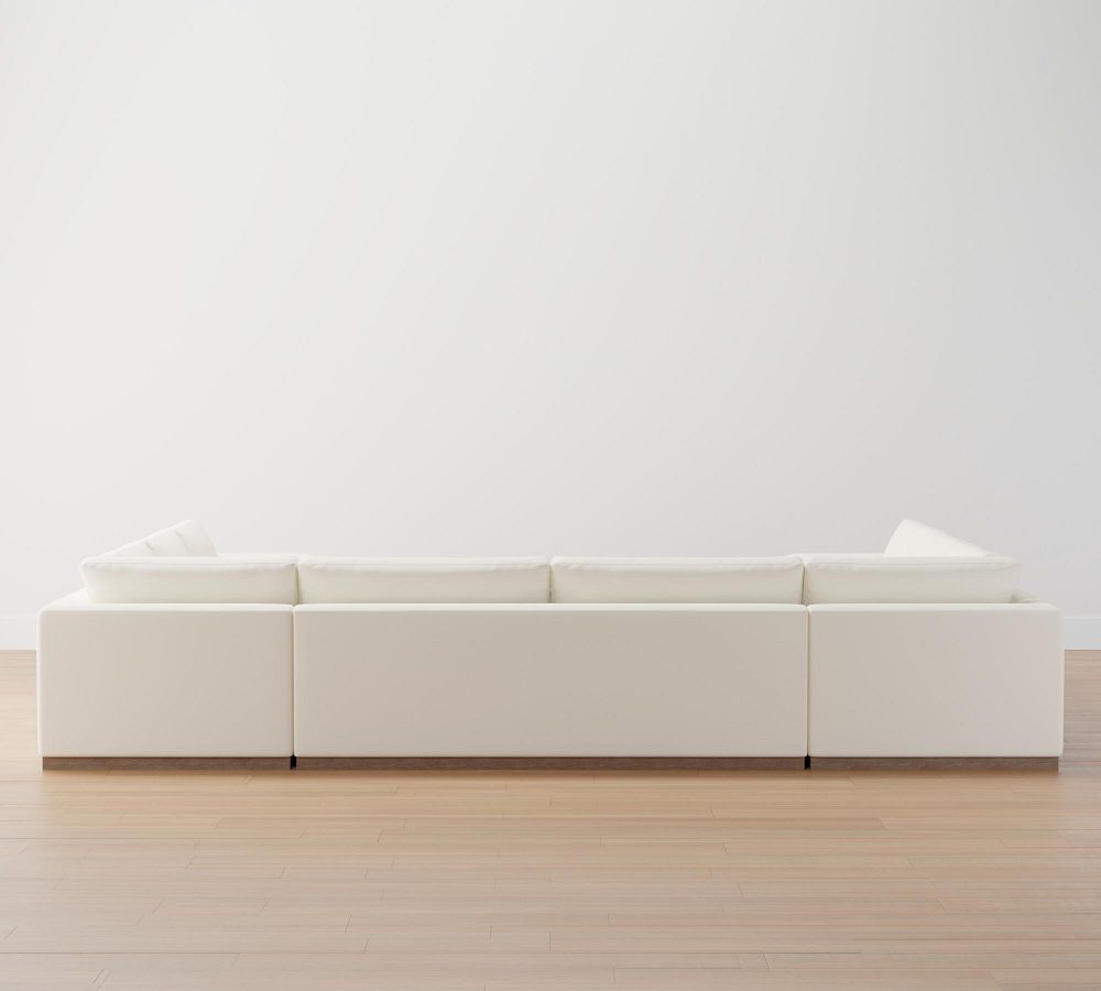 Carmel Recessed Square Arm Upholstered U-Shaped Sectional with Wood ...