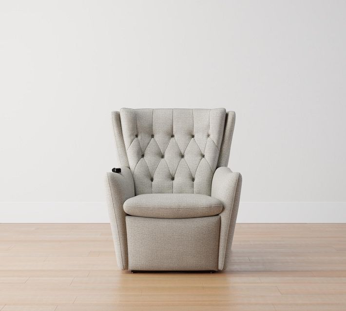 Wells Tufted Upholstered Power Lift Recliner | Pottery Barn