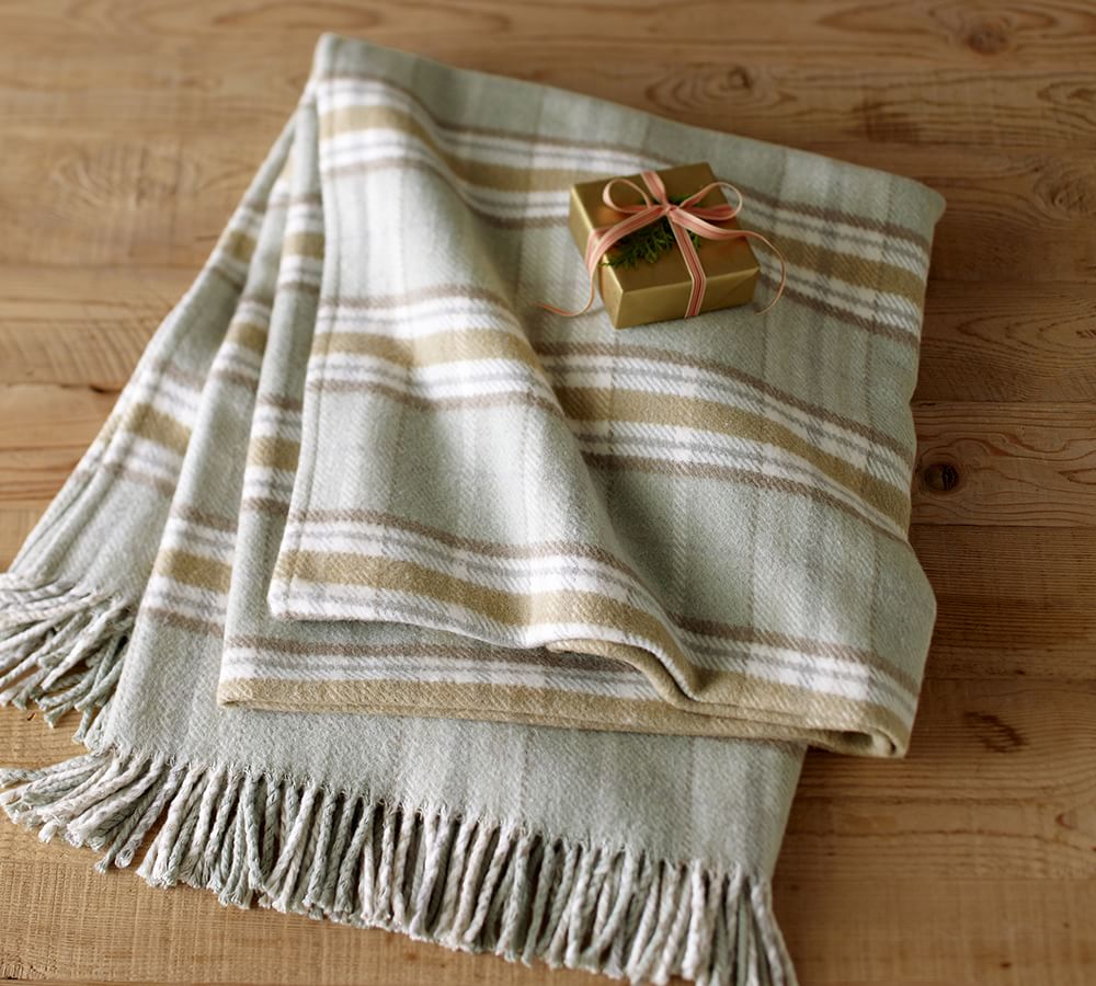 Plaid Fringed Oversized Throw | Pottery Barn