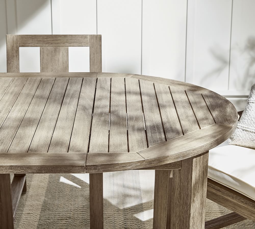 Indio FSC® Eucalyptus Round Extending Outdoor Dining Table | Pottery Barn