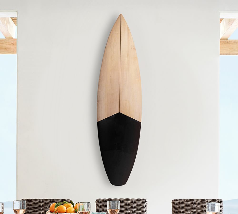 Shortboard Surfboard Black Wall Art | Pottery Barn