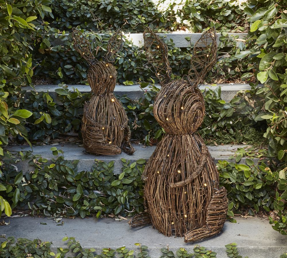 Rattan Bunny with Twinkle Lights | Pottery Barn