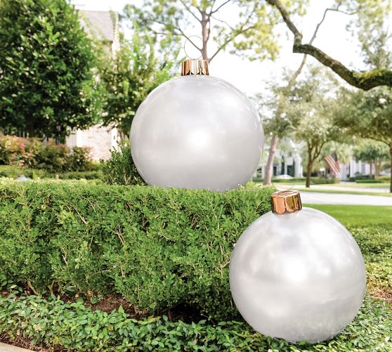 Frosty White, Blue, & Silver Decorative Holiballs | Pottery Barn
