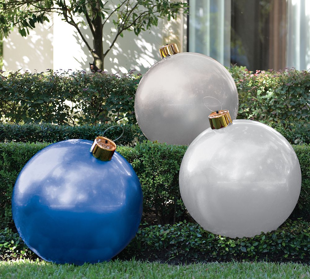 Frosty White, Blue, & Silver Decorative Holiballs | Pottery Barn