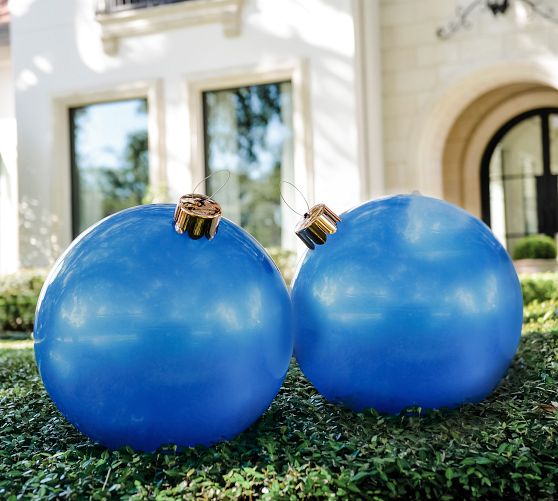 Frosty White, Blue, & Silver Decorative Holiballs | Pottery Barn