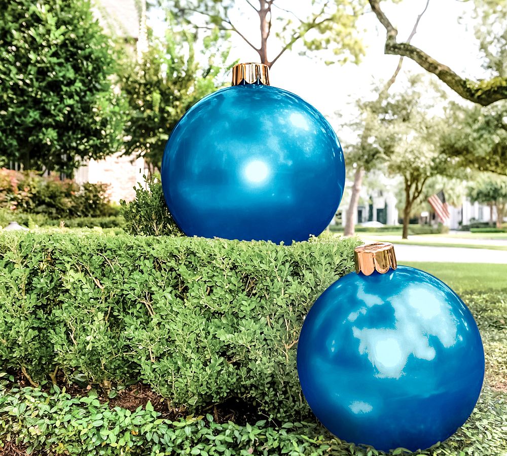 Frosty White, Blue, & Silver Decorative Holiballs | Pottery Barn