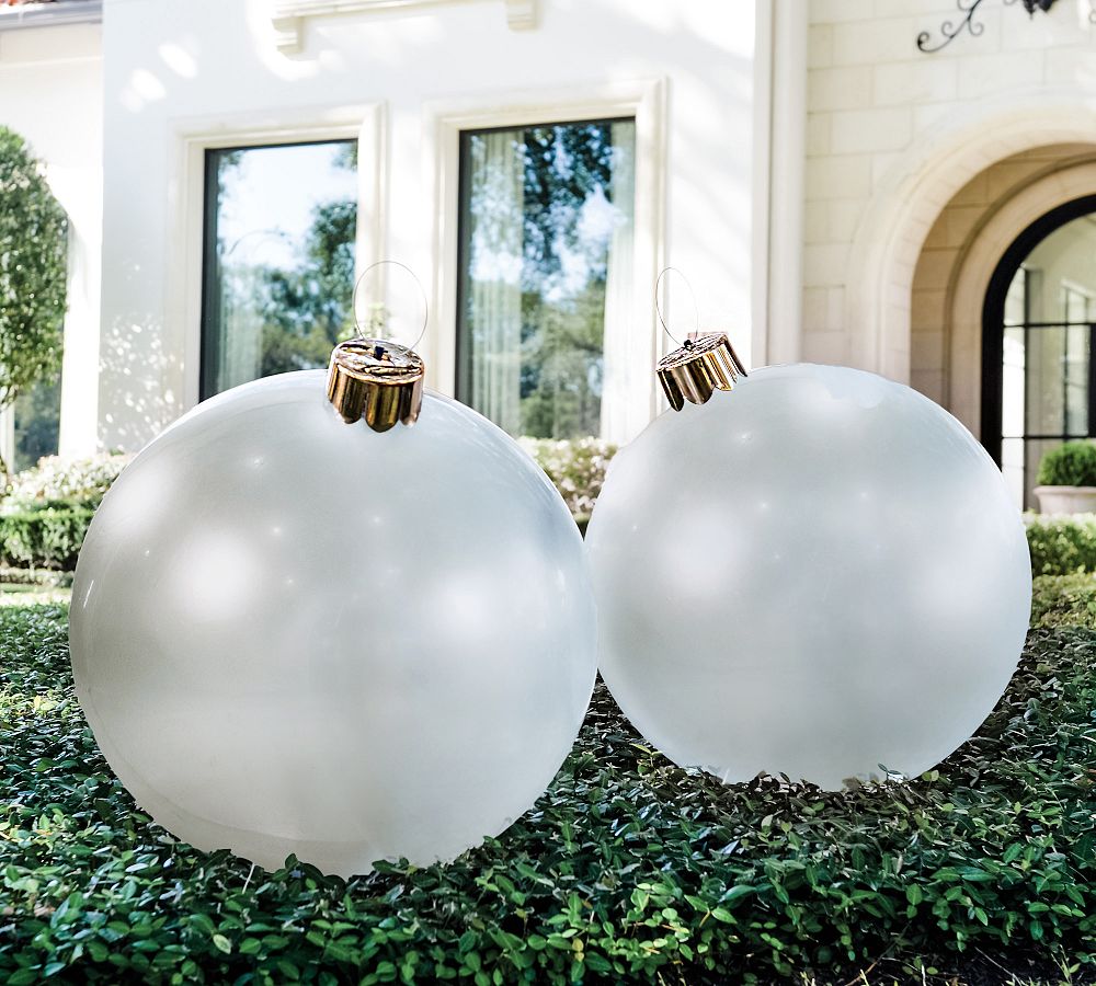 Frosty White, Blue, & Silver Decorative Holiballs | Pottery Barn