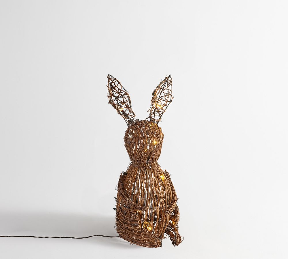 Rattan Bunny with Twinkle Lights | Pottery Barn