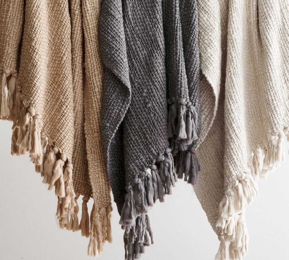 Textured Basketweave Knit Throw | Pottery Barn