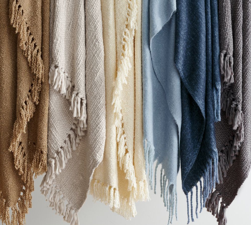 Textured Basketweave Knit Throw | Pottery Barn