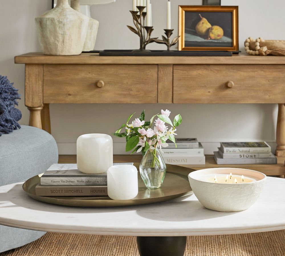 Nova Alabaster Votive Candleholder | Pottery Barn