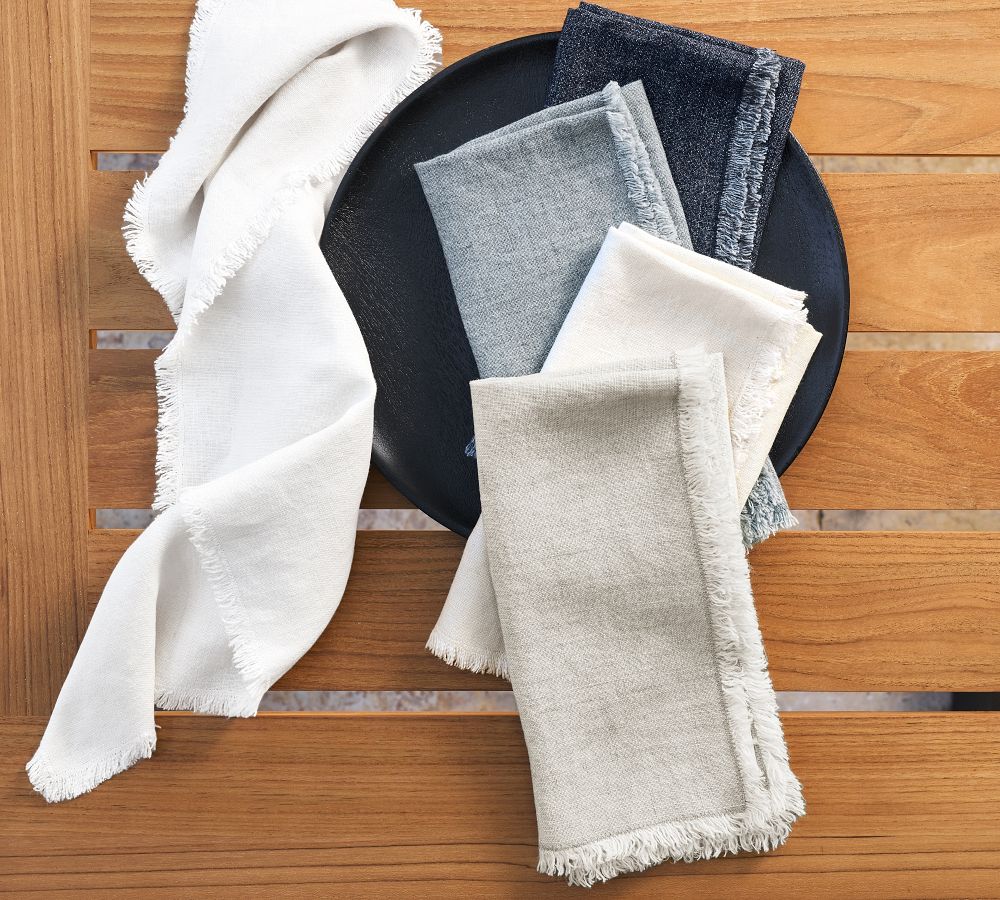 Frayed Oversized Linen Napkins - Set of 4 | Pottery Barn