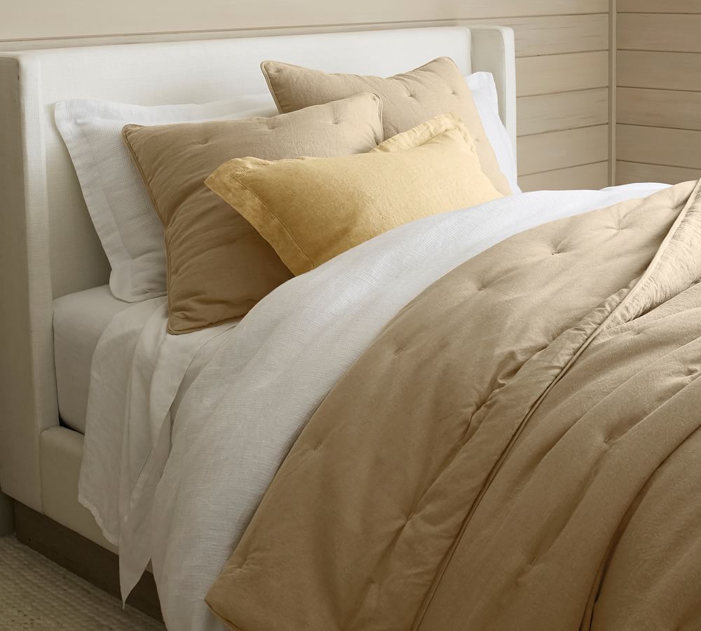 Belgian Flax Linen Comforter - White | Pottery Barn