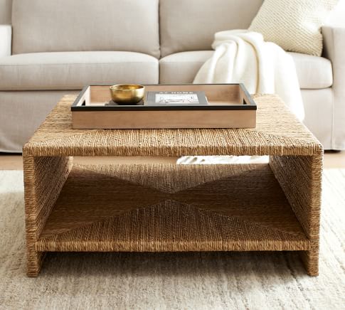 Malibu Rectangular Woven Grand Coffee Table | Pottery Barn