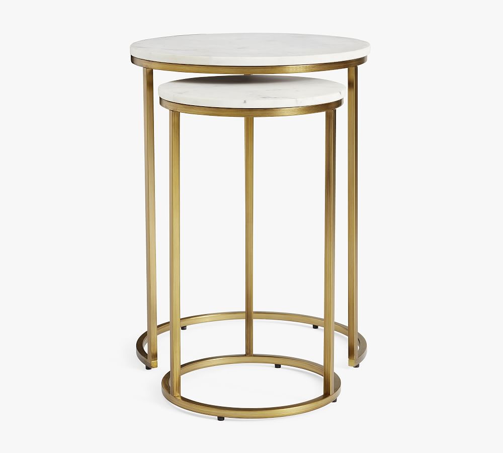 Delaney Round Marble Nesting End Table | Pottery Barn