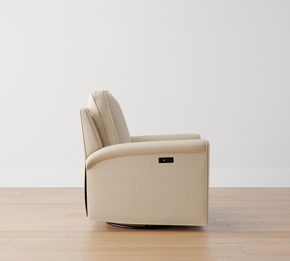 Tyler Roll Arm Upholstered Power Swivel Glider Recliner | Pottery Barn